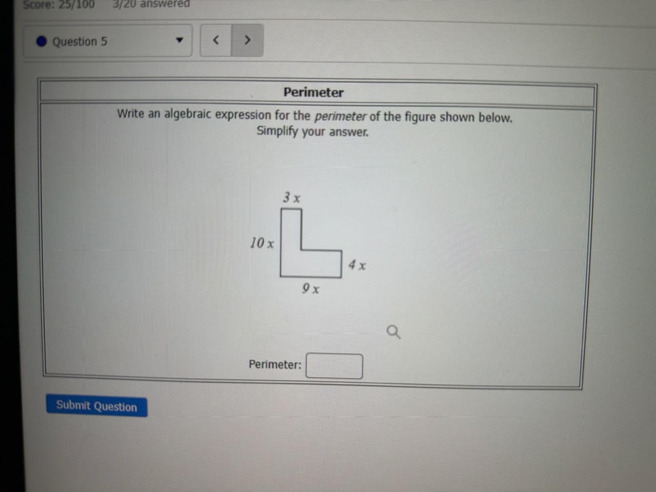 Write An Algebraic Expression For The Perimeter Of Chegg
