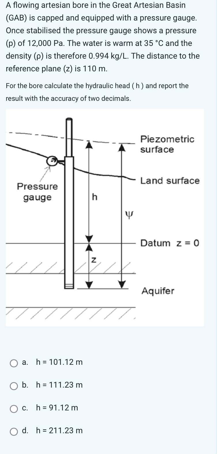 Solved A flowing artesian bore in the Great Artesian Basin | Chegg.com