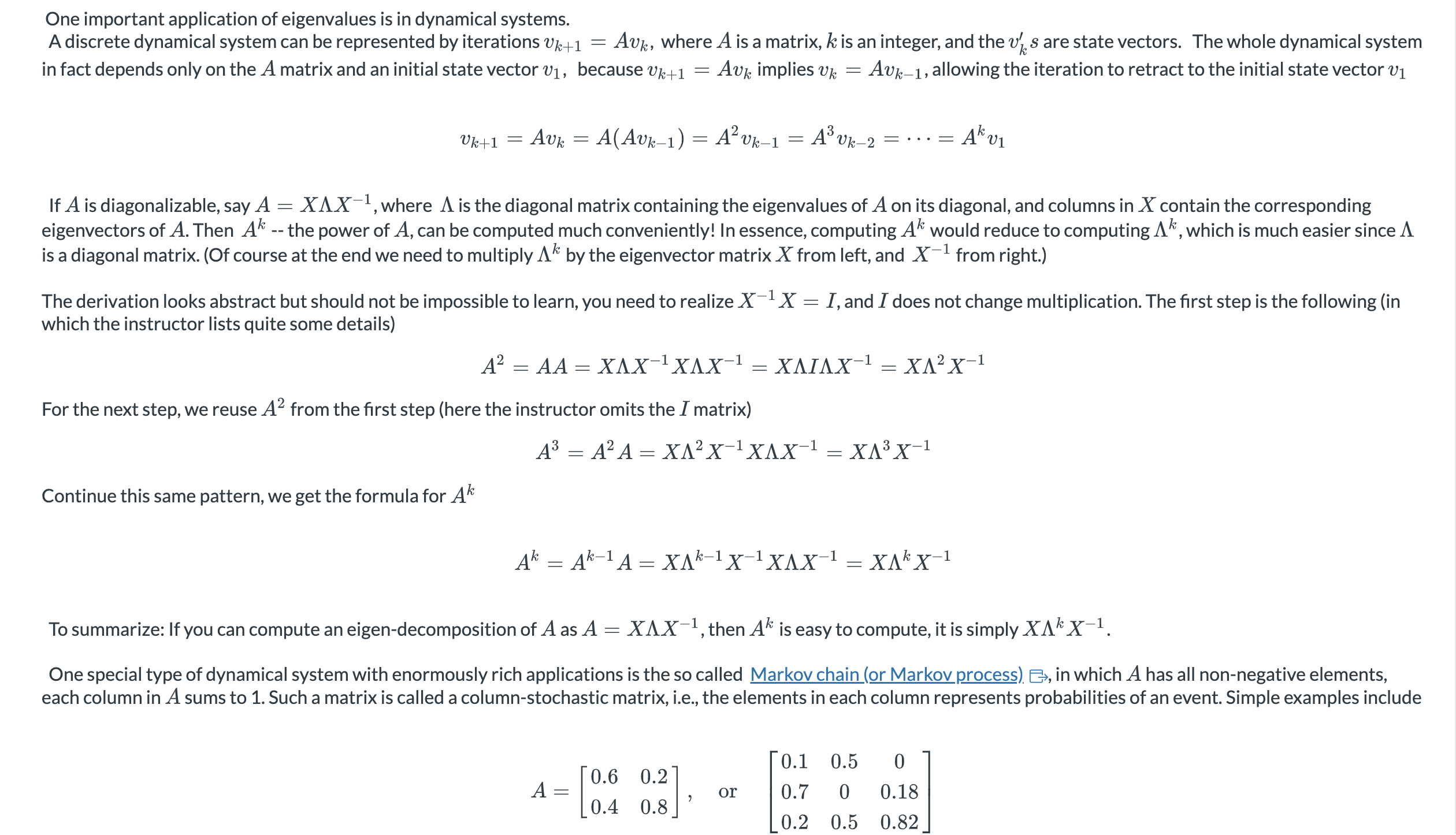 One important application of eigenvalues is in | Chegg.com