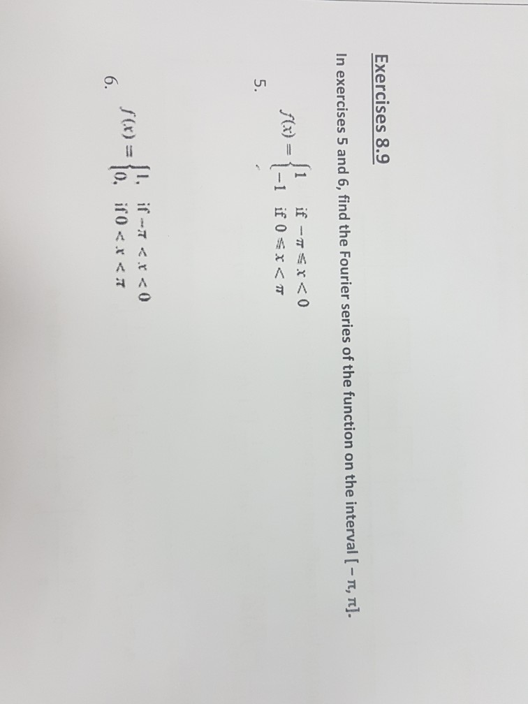 Solved Exercises 8 9 N Exercises 5 And 6 Find The Fourier