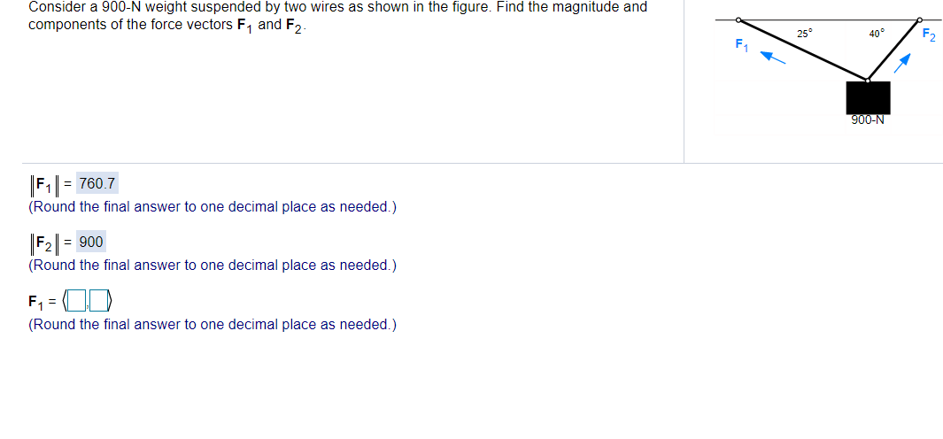 Solved Consider a 900-N weight suspended by two wires as | Chegg.com