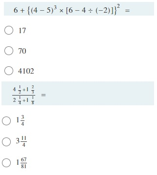Solved 6 + {(4 - 5) x [ 6 - 4 ÷ (-2)]} = 017 70 0 4102 II | Chegg.com