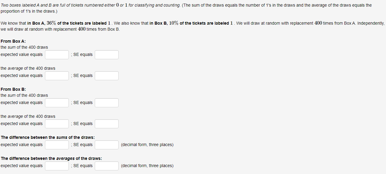 Solved Two boxes labeled A and B are full of tickets | Chegg.com