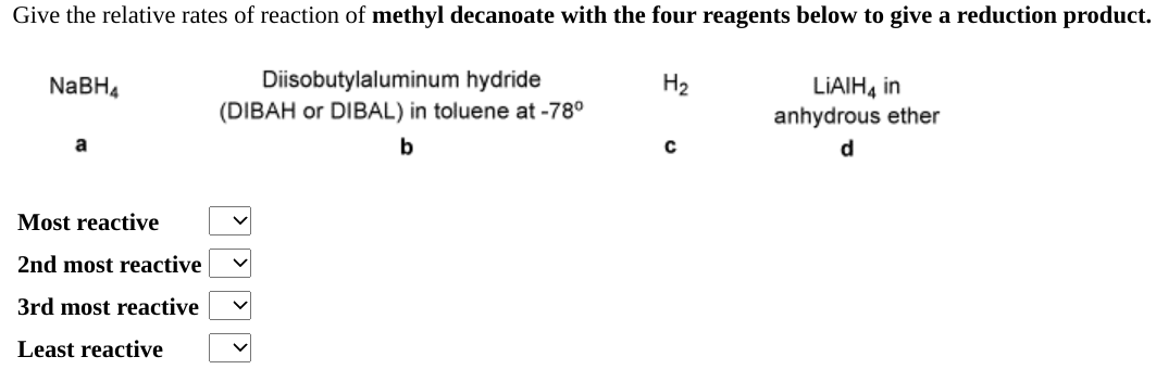 Solved Give the relative rates of reaction of methyl | Chegg.com