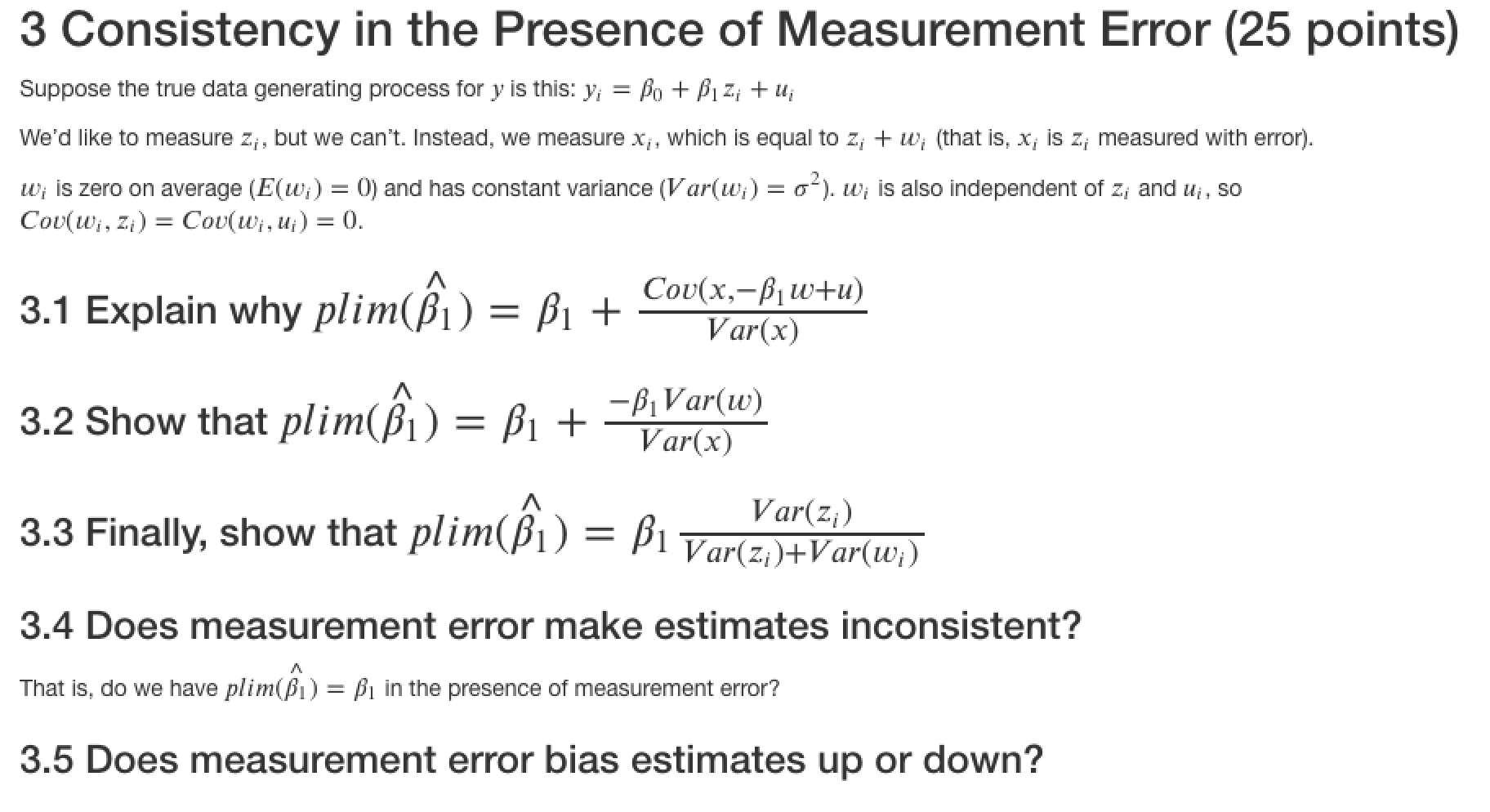 Solved 3 Consistency in the Presence of Measurement Error | Chegg.com