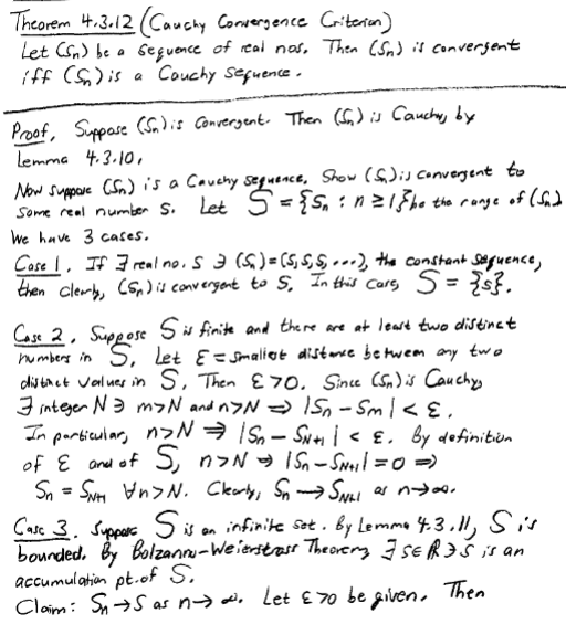Solved Theorem 4.3.12 (Cauchy Convergence Criterion) Let | Chegg.com