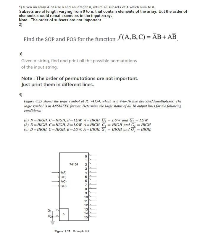 Solved 1) Given an array A of size n and an integer K, | Chegg.com