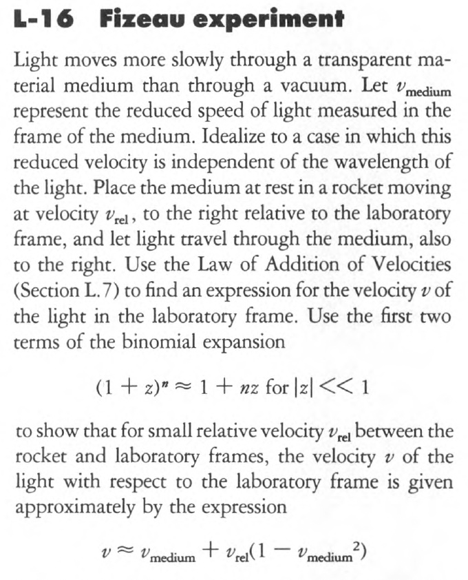 Solved L-16 Fizeau experiment Light moves more slowly | Chegg.com