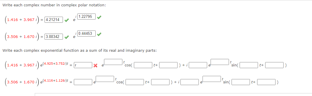 Solved Write each complex exponential function as a sum of | Chegg.com