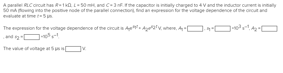 Solved A parallel RLC circuit has R=1k0, L = 50 mH, and C= 3 | Chegg.com