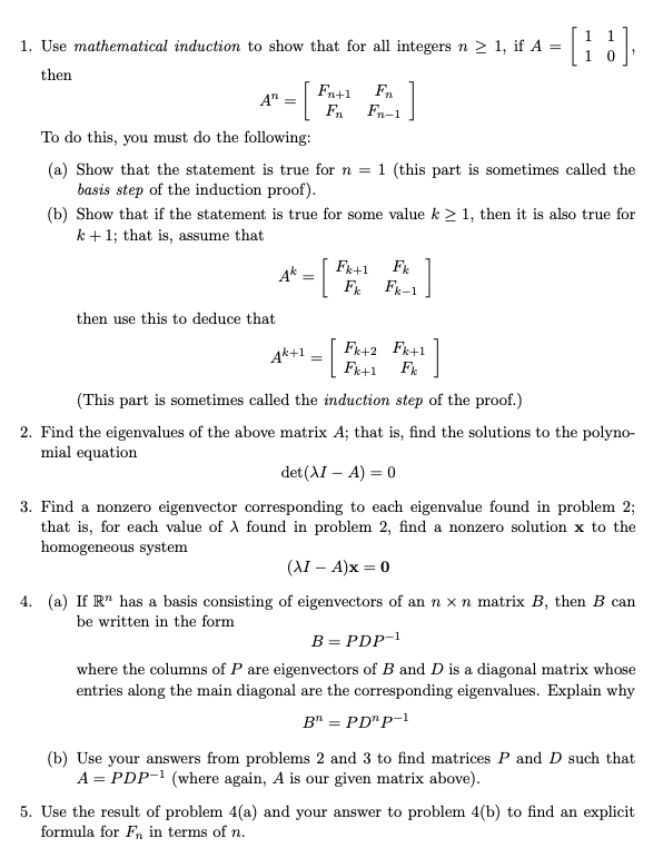 Solved = [1 :] 1. Use mathematical induction to show that | Chegg.com