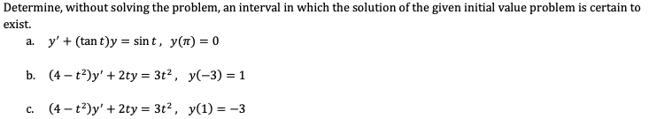 Solved Determine, without solving the problem, an interval | Chegg.com