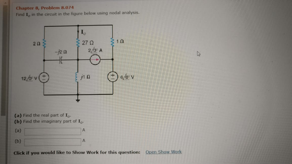 Solved Chapter 8, Problem 8.074 Find Io in the circuit in | Chegg.com