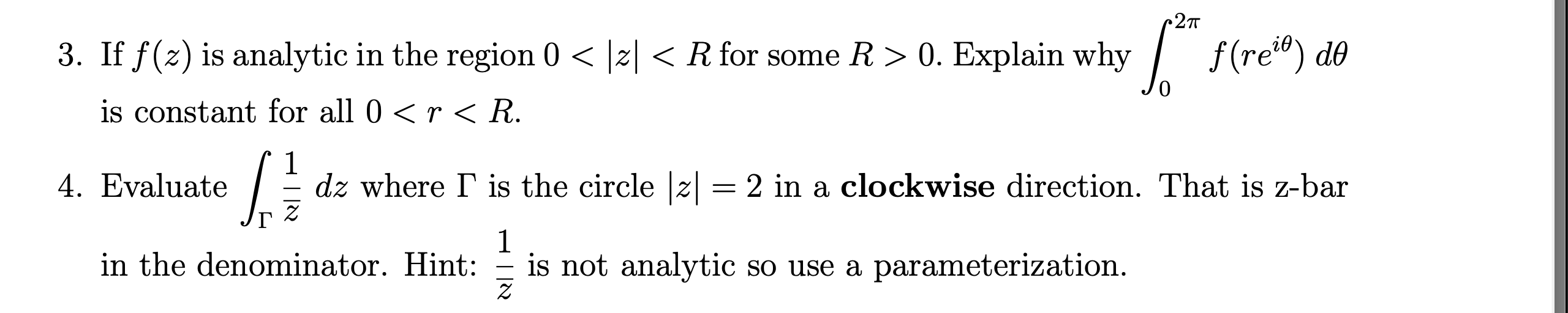 Solved 3. If f(z) is analytic in the region 0