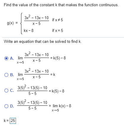 Solved Find the value of the constant k that makes the | Chegg.com