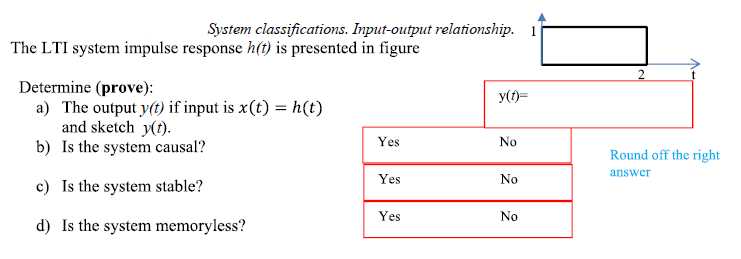 Solved System Classifications Input Output Relationship I