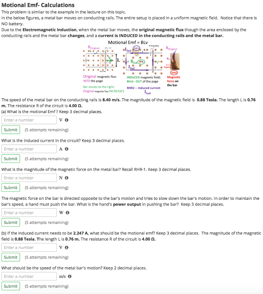 Solved Motional Emf-Calculations This problem is similar to | Chegg.com