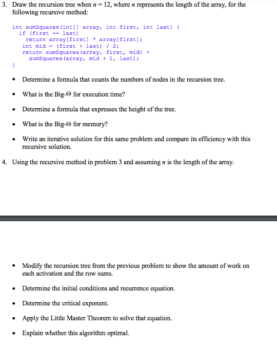 Solved 3. Draw the recursion tree when n=12, where n | Chegg.com