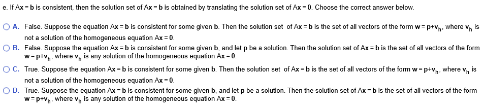 Solved E If Ax B Is Consistent Then The Solution Set Of