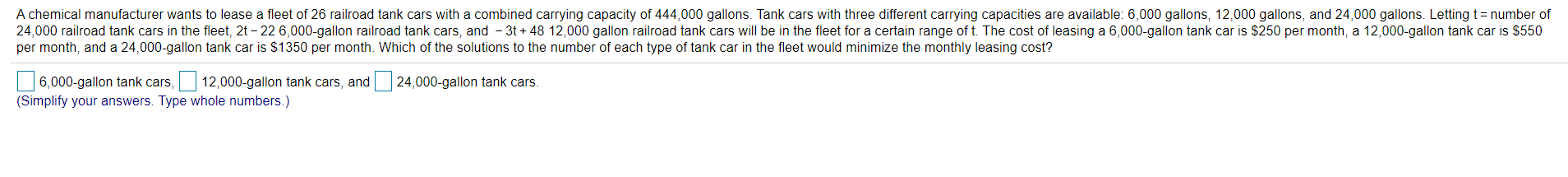 Solved A chemical manufacturer wants to lease a fleet of 26 | Chegg.com