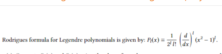 Solved Rodrigues formula for Legendre polynomials is given | Chegg.com