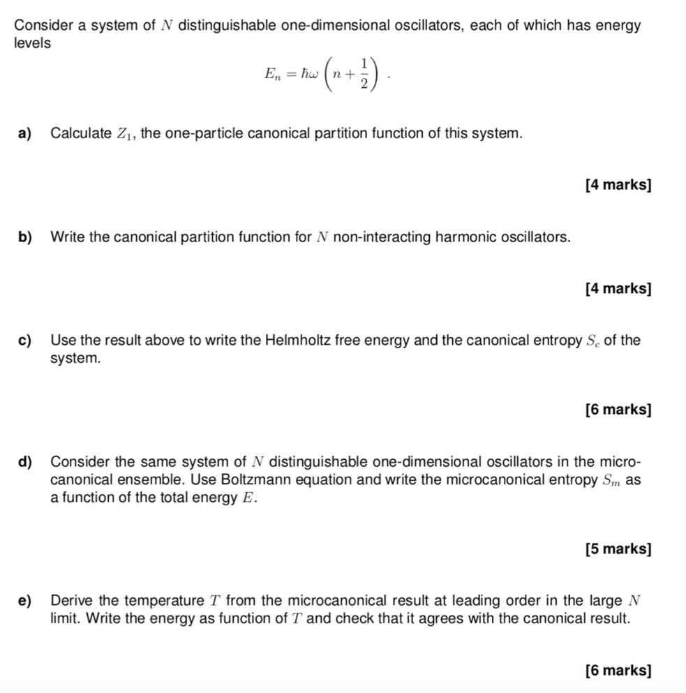 Solved Consider a system of N distinguishable | Chegg.com