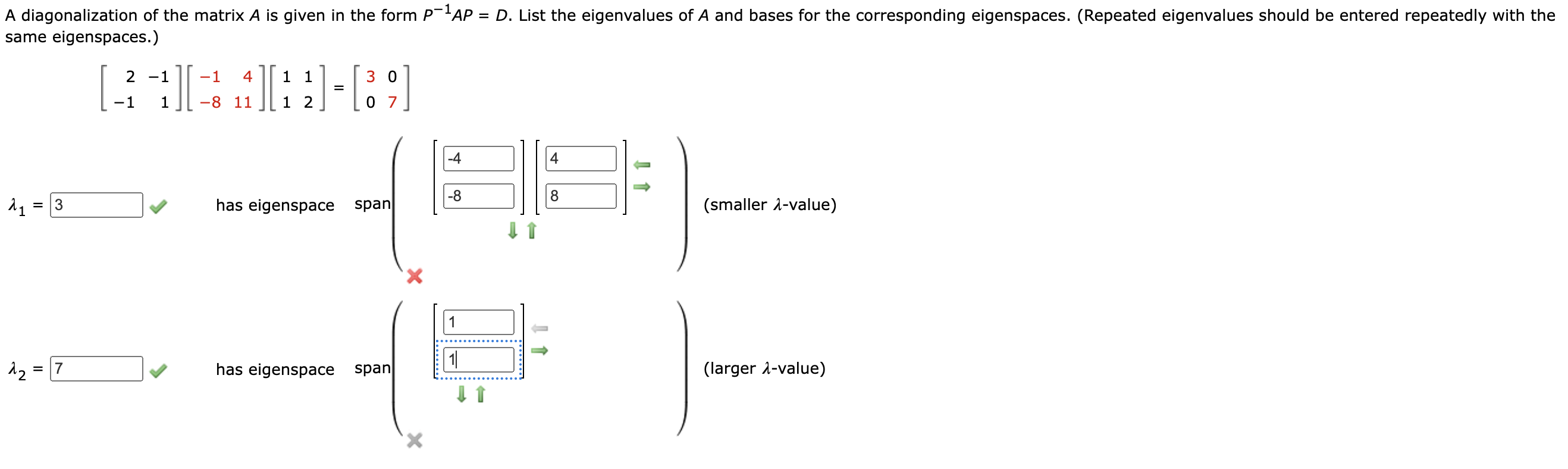 Solved = A diagonalization of the matrix A is given in the | Chegg.com