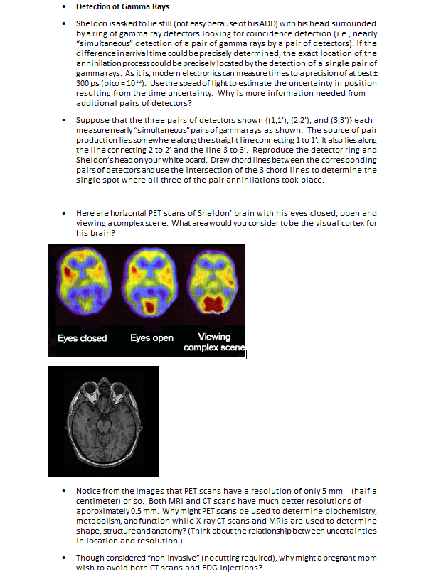 Solved . Detection of Gamma Rays • Sheldon is asked to lie | Chegg.com