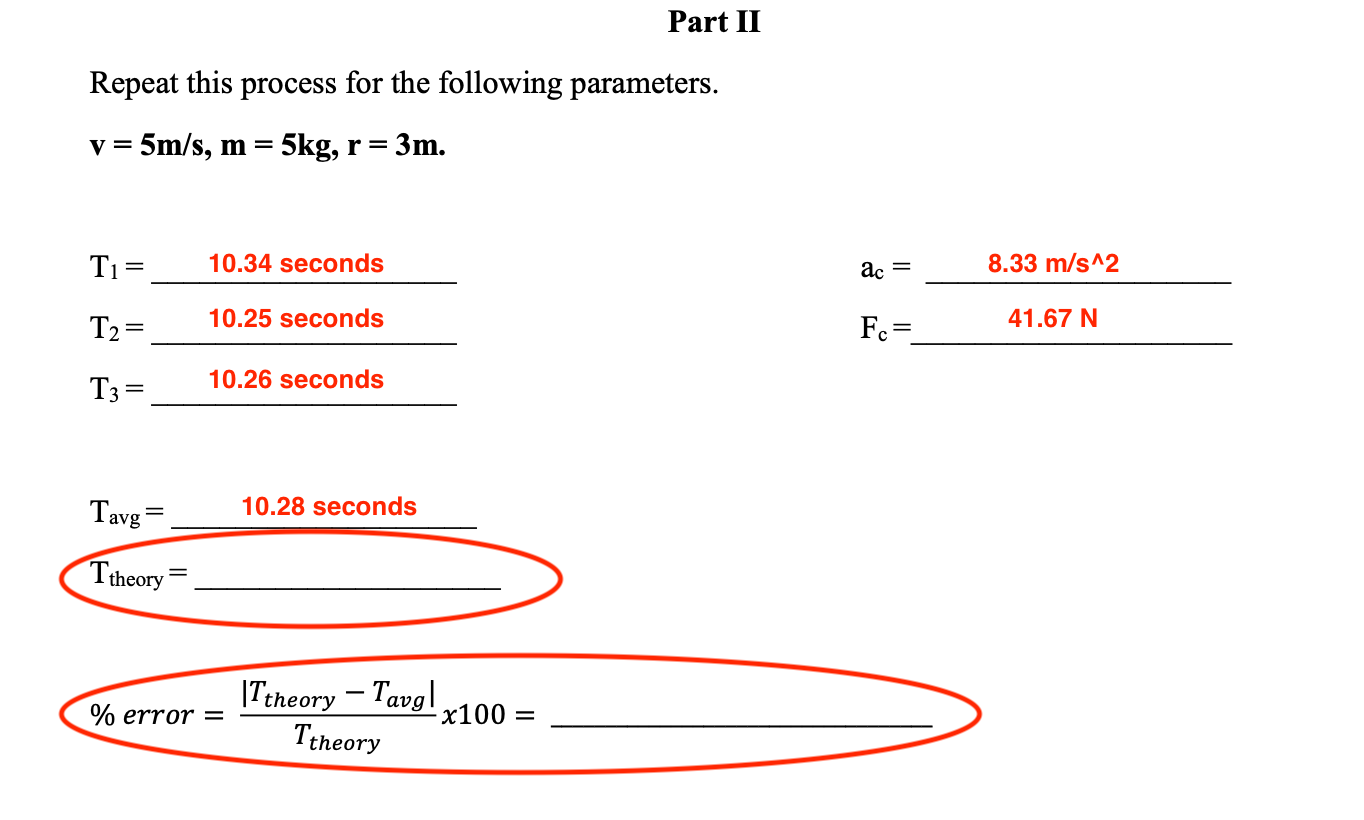 Solved Use the following parameters and a stopwatch or | Chegg.com