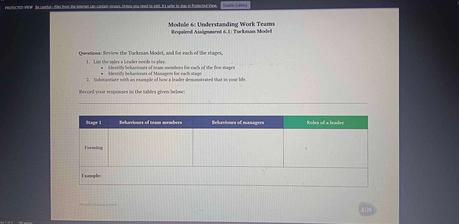 Solved Module 6: Understanding Work Teams Required | Chegg.com