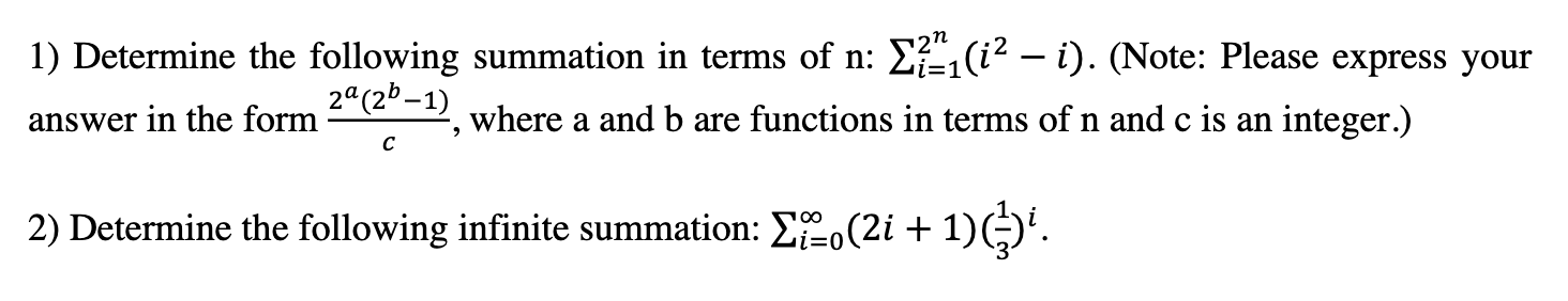 Solved Determine the following summation in terms of | Chegg.com
