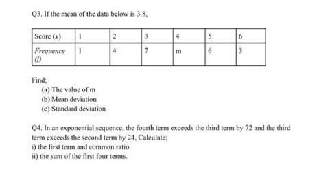 Solved Q3. If the mean of the data below is 3.8, Find; (a) | Chegg.com