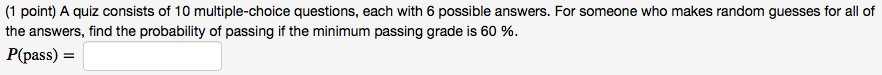 Solved (1 point) A quiz consists of 10 multiple-choice | Chegg.com