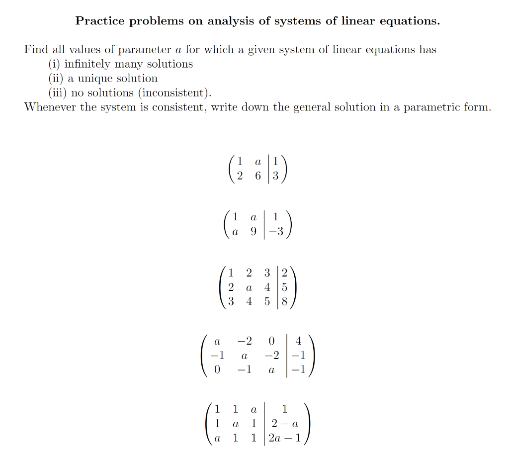 Solved Practice problems on analysis of systems of linear | Chegg.com