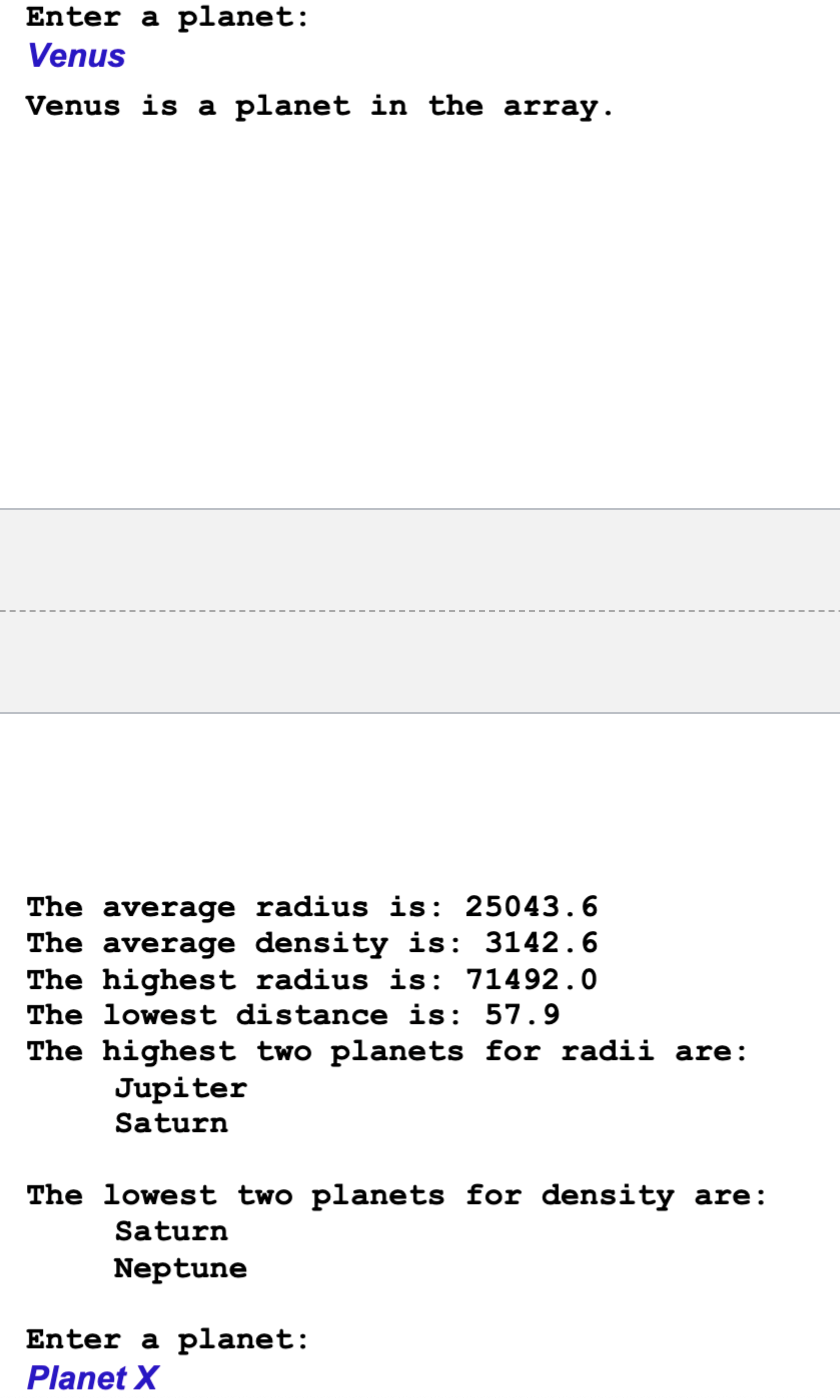 Solved Programming Project 4 - Planet Stats Note: When you | Chegg.com