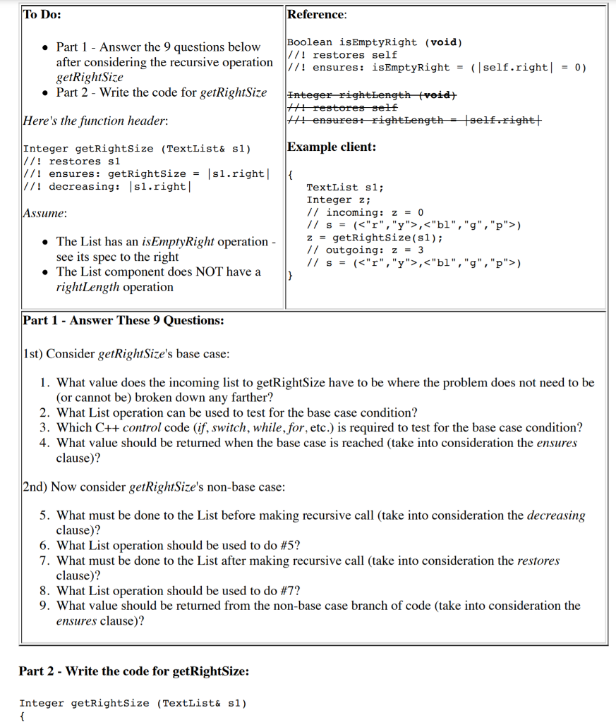 To Do: Reference: • Part 1 - Answer the 9 questions | Chegg.com