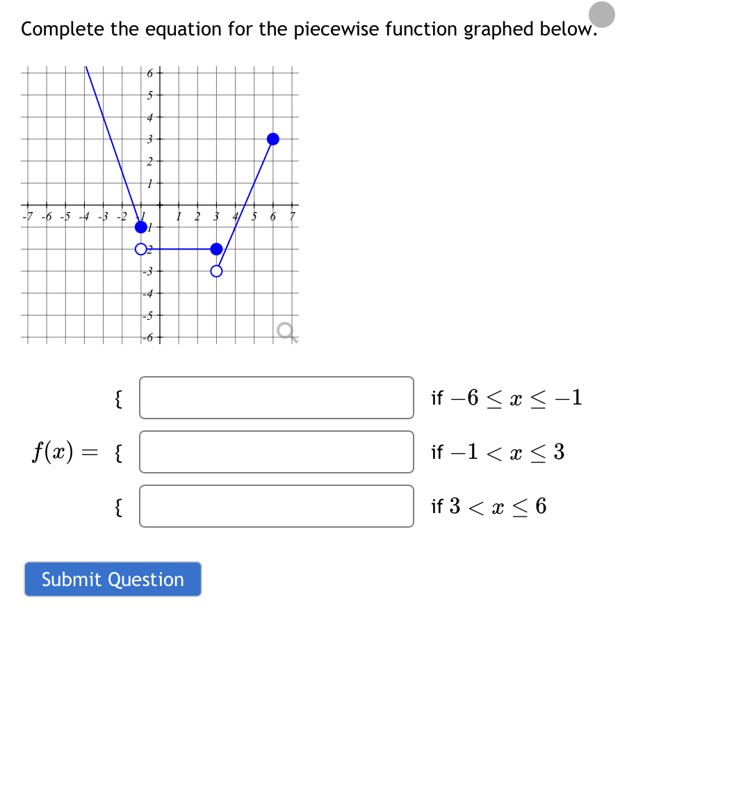 Solved Complete the equation for the piecewise function | Chegg.com