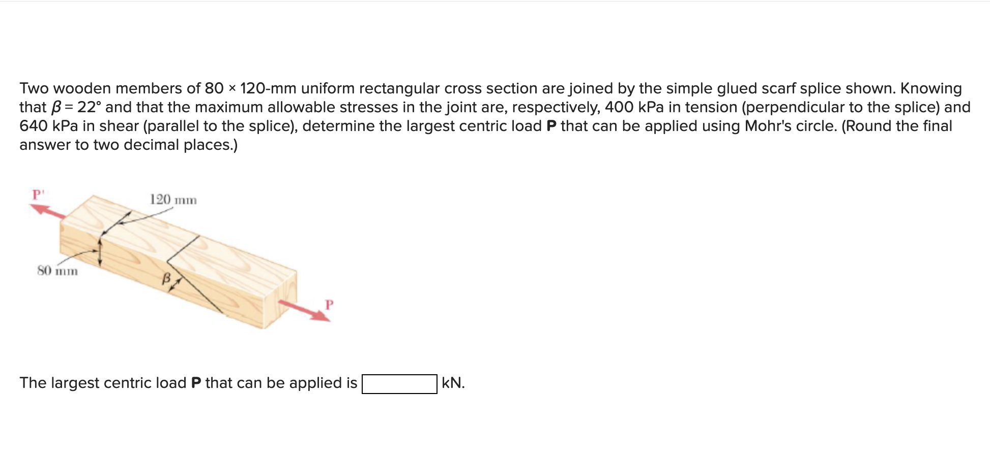 Solved Two wooden members of 80×120-mm uniform rectangular | Chegg.com