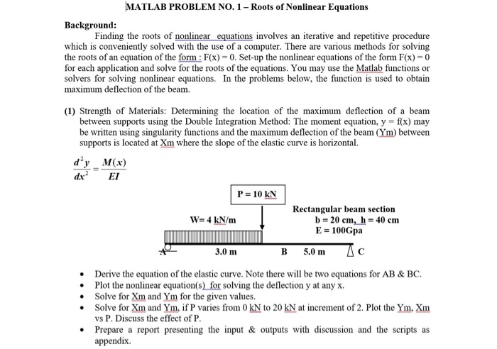 MATLAB PROBLEM NO. 1 - Roots of Nonlinear Equations | Chegg.com