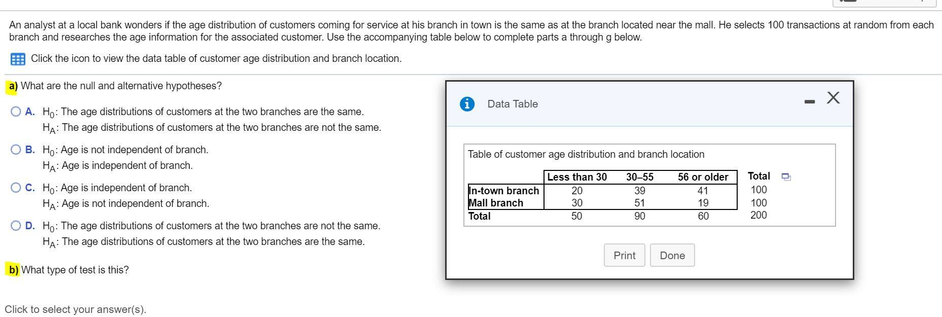 Solved An analyst at a local bank wonders if the age | Chegg.com
