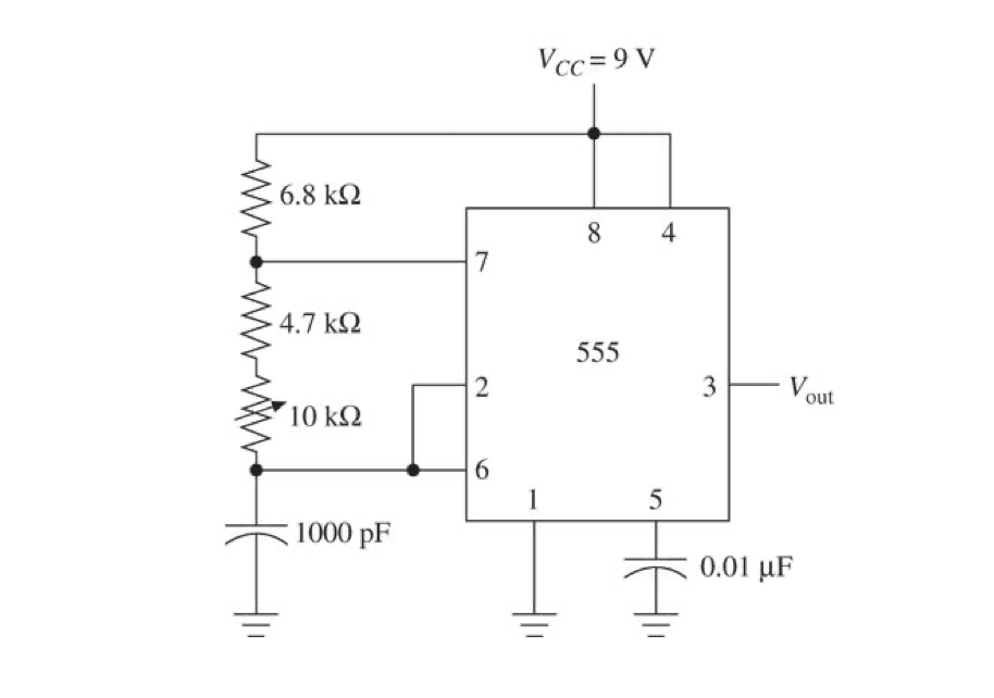 Solved Determine duty cycle and frequency for the below 555 | Chegg.com