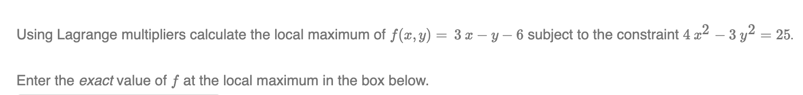 Solved Using Lagrange multipliers calculate the local | Chegg.com