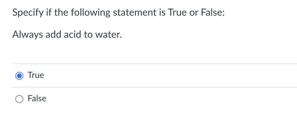 Solved Specify if the following statement is True or False: | Chegg.com