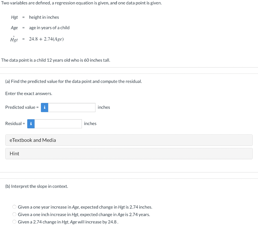 Solved Hgt = height in inches Age = age in years of a child | Chegg.com