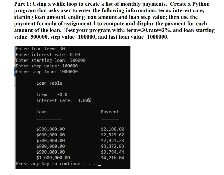 Solved Part 1: Using a while loop to create a list of | Chegg.com