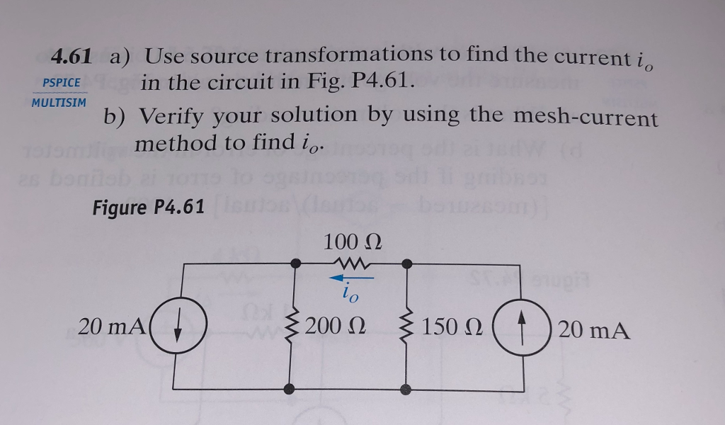 Solved 4.61 a) Use source transformations to find the | Chegg.com