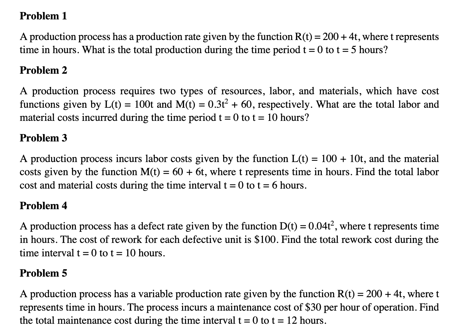 Solved A production process has a production rate given by | Chegg.com