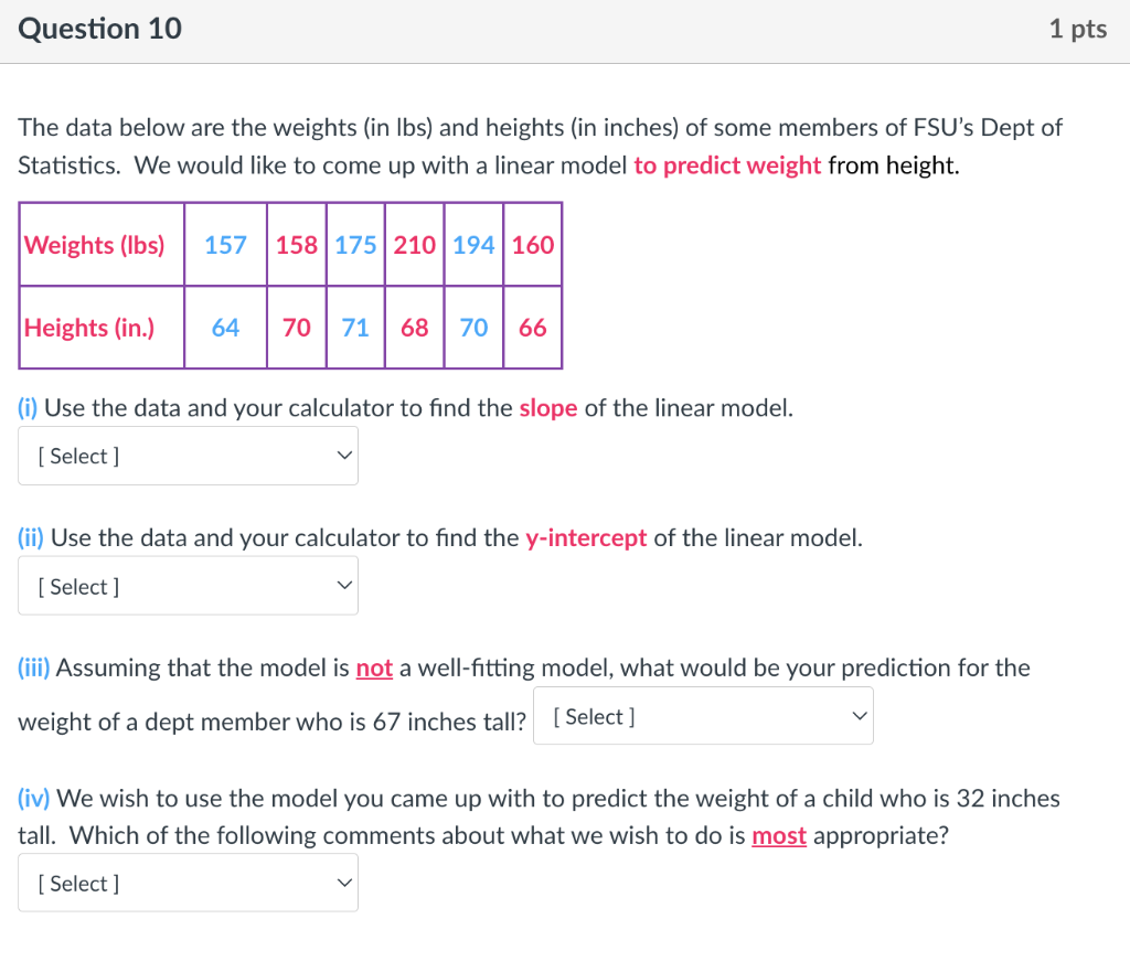 Solved The data below are the weights (in Ibs) and heights | Chegg.com
