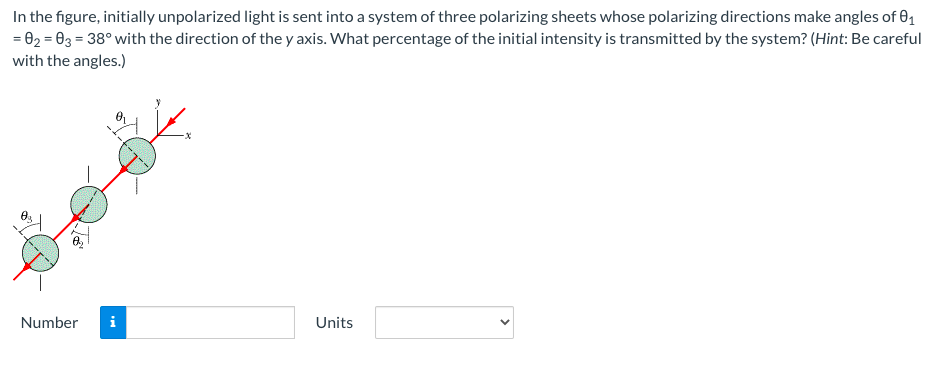 Solved In the figure, initially unpolarized light is sent | Chegg.com