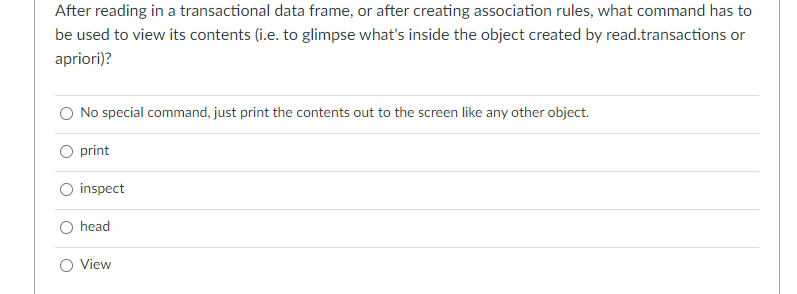 Solved After reading in a transactional data frame, or after | Chegg.com